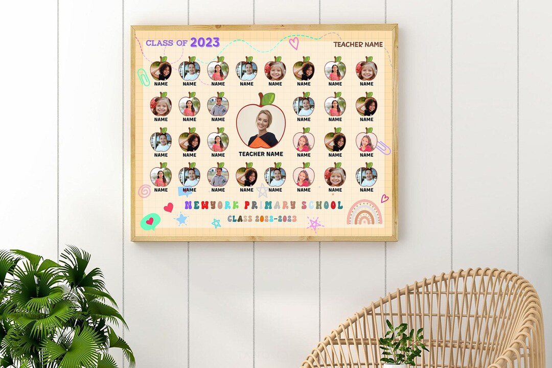 Editable School Class Photo Collage Template | Personalize | Photo ...