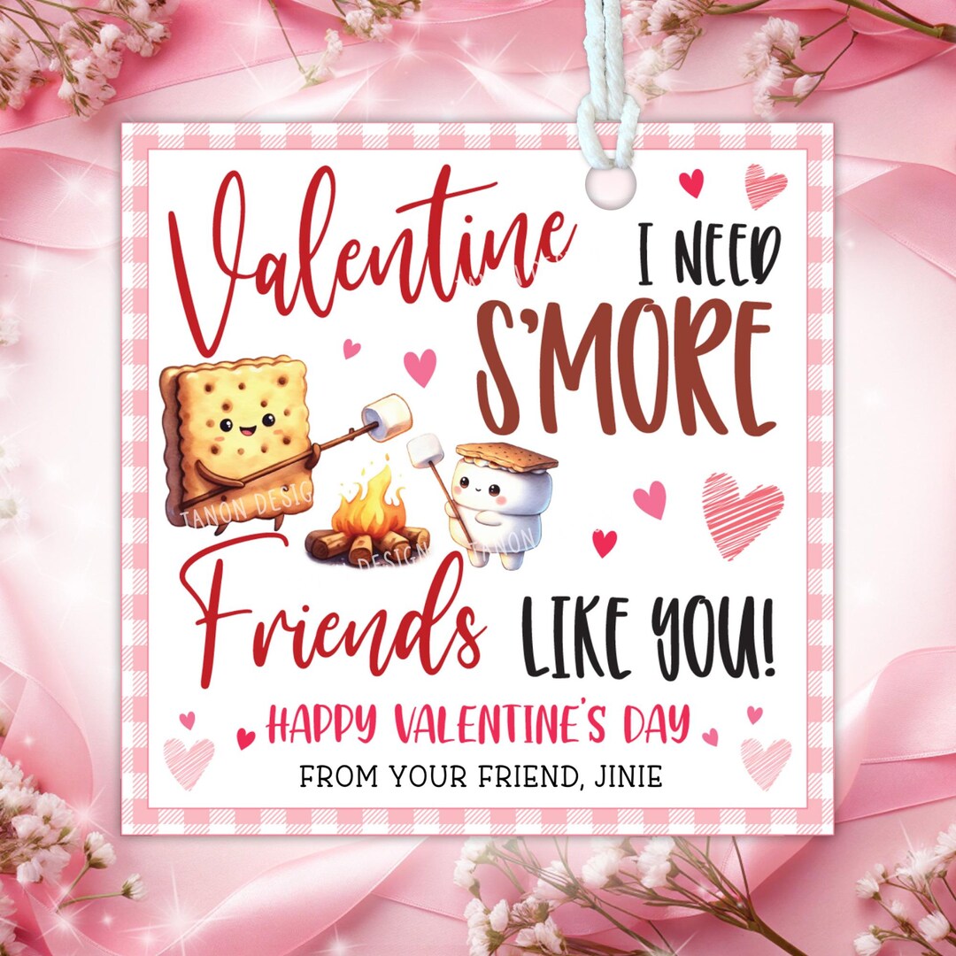 PRINTABLE Valentine S'mores Gift Tag, Treat Tags, Valentine Friend Gift ...