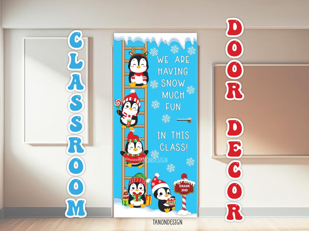 Winter Penguin Classroom Door Decor Kit, Printable Bulletin Board (PDF ...