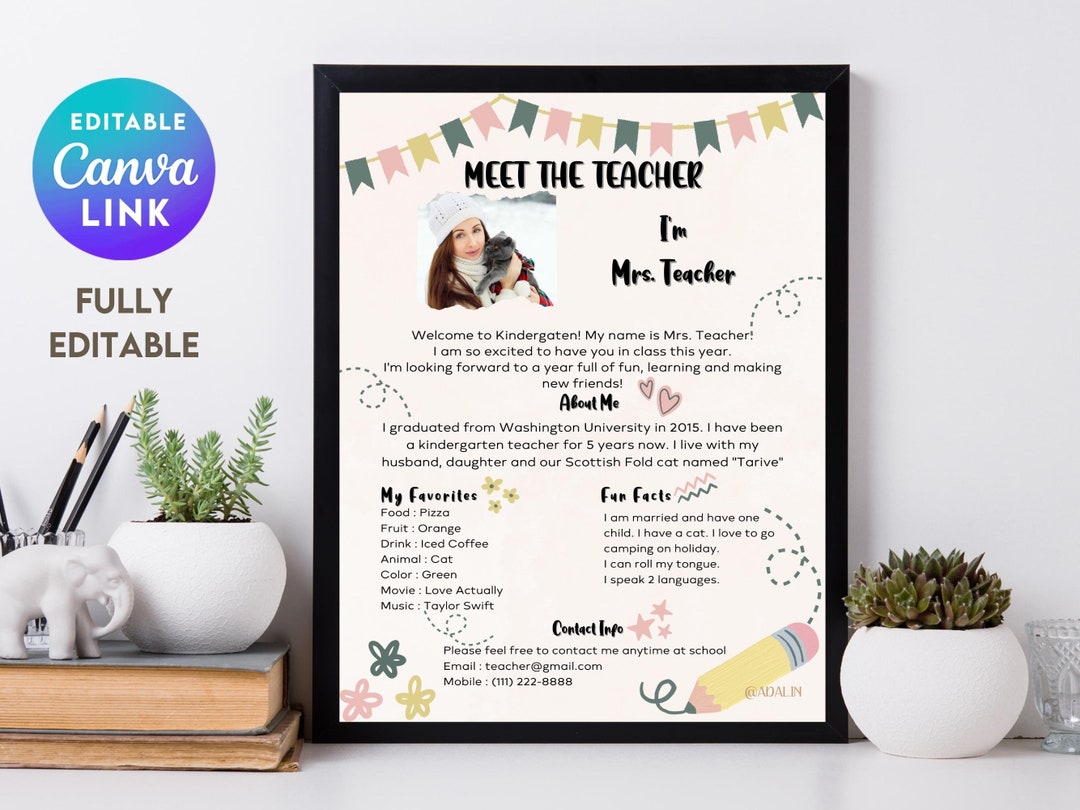 Colorful Meet the Teacher Editable Template Welcome Back to School ...