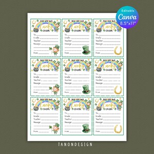 Lucky Gram Editable St. Patrick's Day Candy Gram Template, School Candy ...