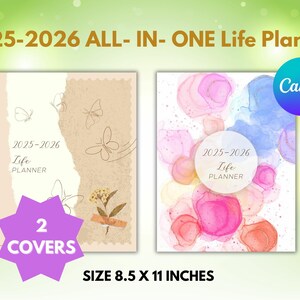2025-2026 All-in-one Life Planner Editable Canva Template - Etsy