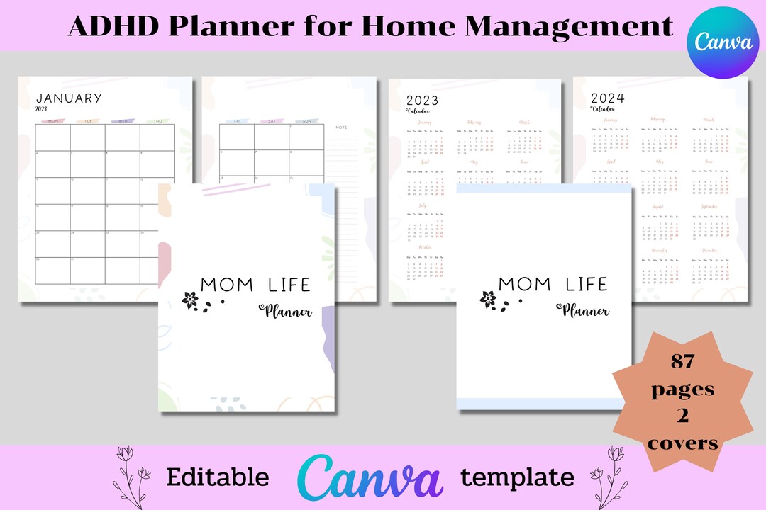 Editable ADHD Planner Canva Template. Printable ADHD Planner. KDP ...