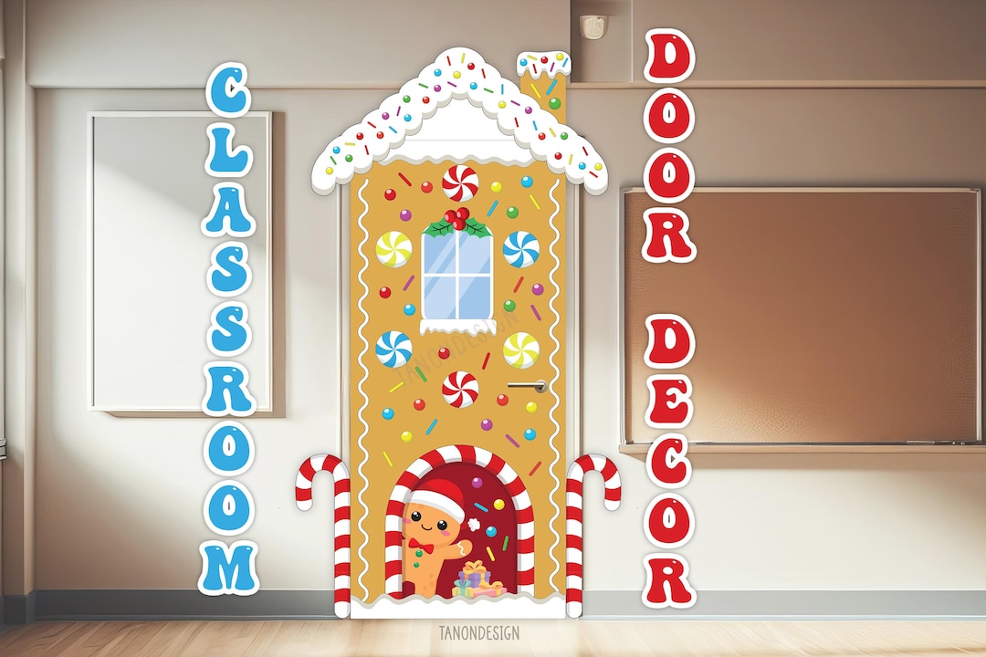 Gingerbread Christmas Classroom Door Decor Kit (printable PDF) - Etsy