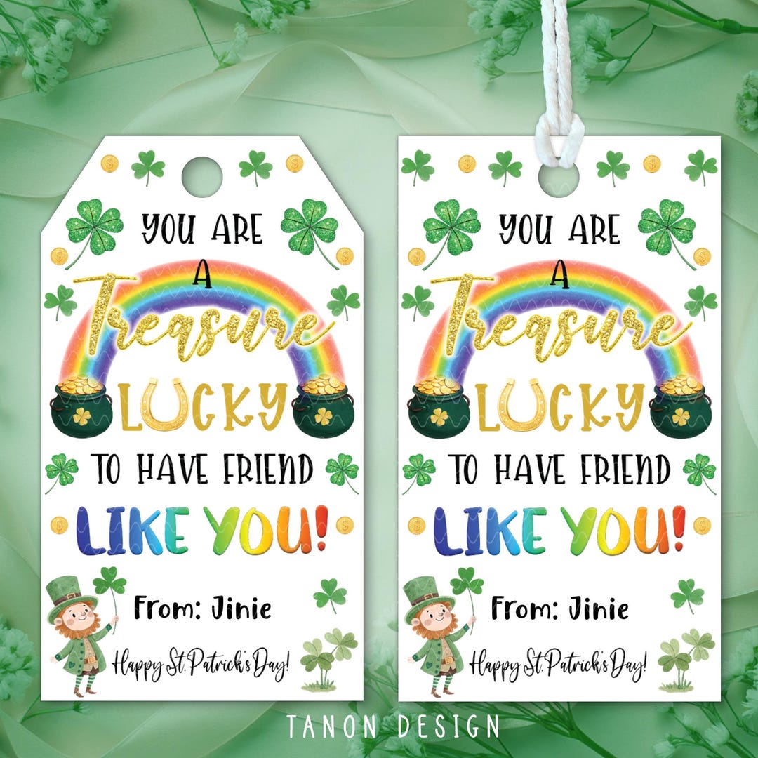 PRINTABLE St. Patrick's Day Favor Tags, You Are a Treasure, St. Patrick ...