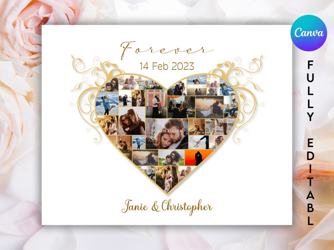 Editable Heart Photo Collage | Valentine Gift, Wedding Gift ...