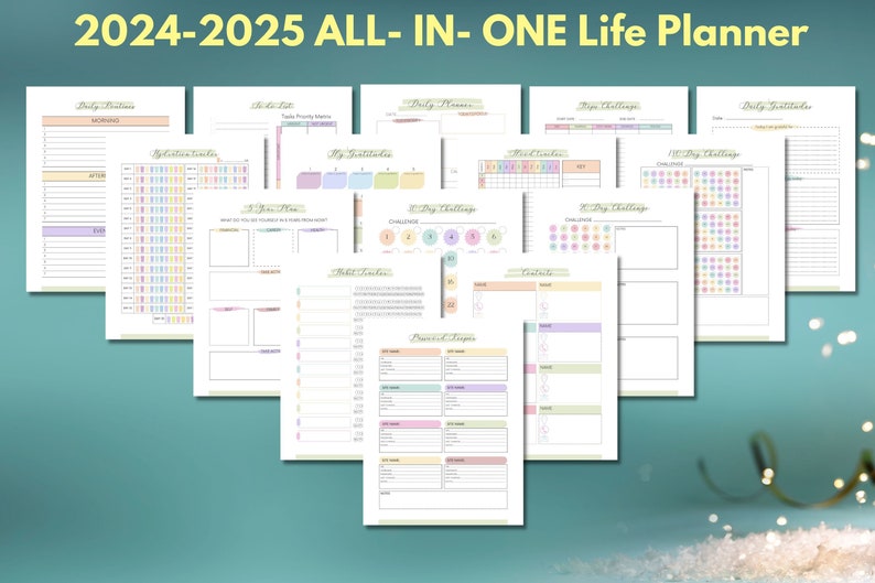 All in One Life Planner 2024-2025 Canva Template / Editable Printable ...