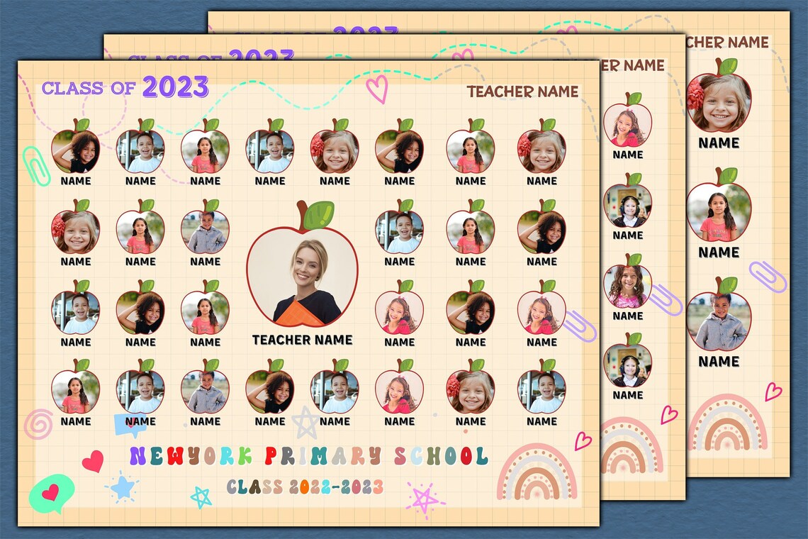 Editable School Class Photo Collage Template Personalize Photo Template ...