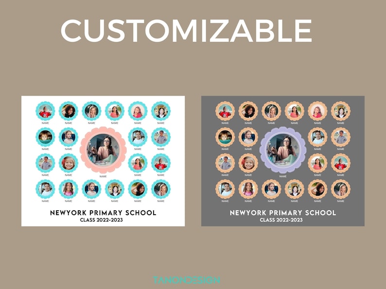 Editable School Class Photo Collage Template Personalize Photo Template ...