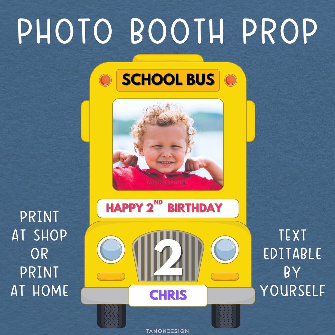 Personalize School Bus Photo Booth Prop Frame. Birthday Photo Booth ...