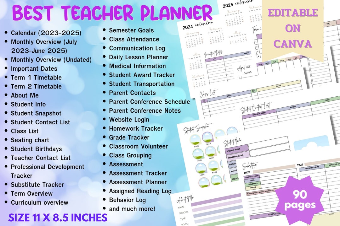Best Teacher Planner Editable Canva Templates. Back to School ...