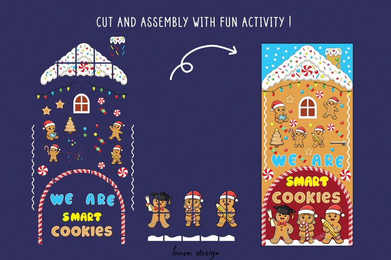 Gingerbread Christmas Classroom Door Decor Kit (printable PDF) - Etsy