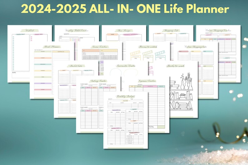 All in One Life Planner 2024-2025 Canva Template / Editable Printable ...