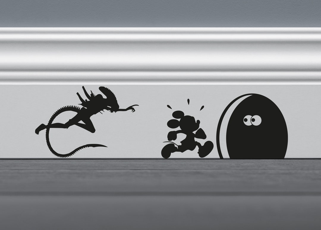 Mickey Mouse Hole Skirting Board Vinyl Wall Decal Sticker chased by ...