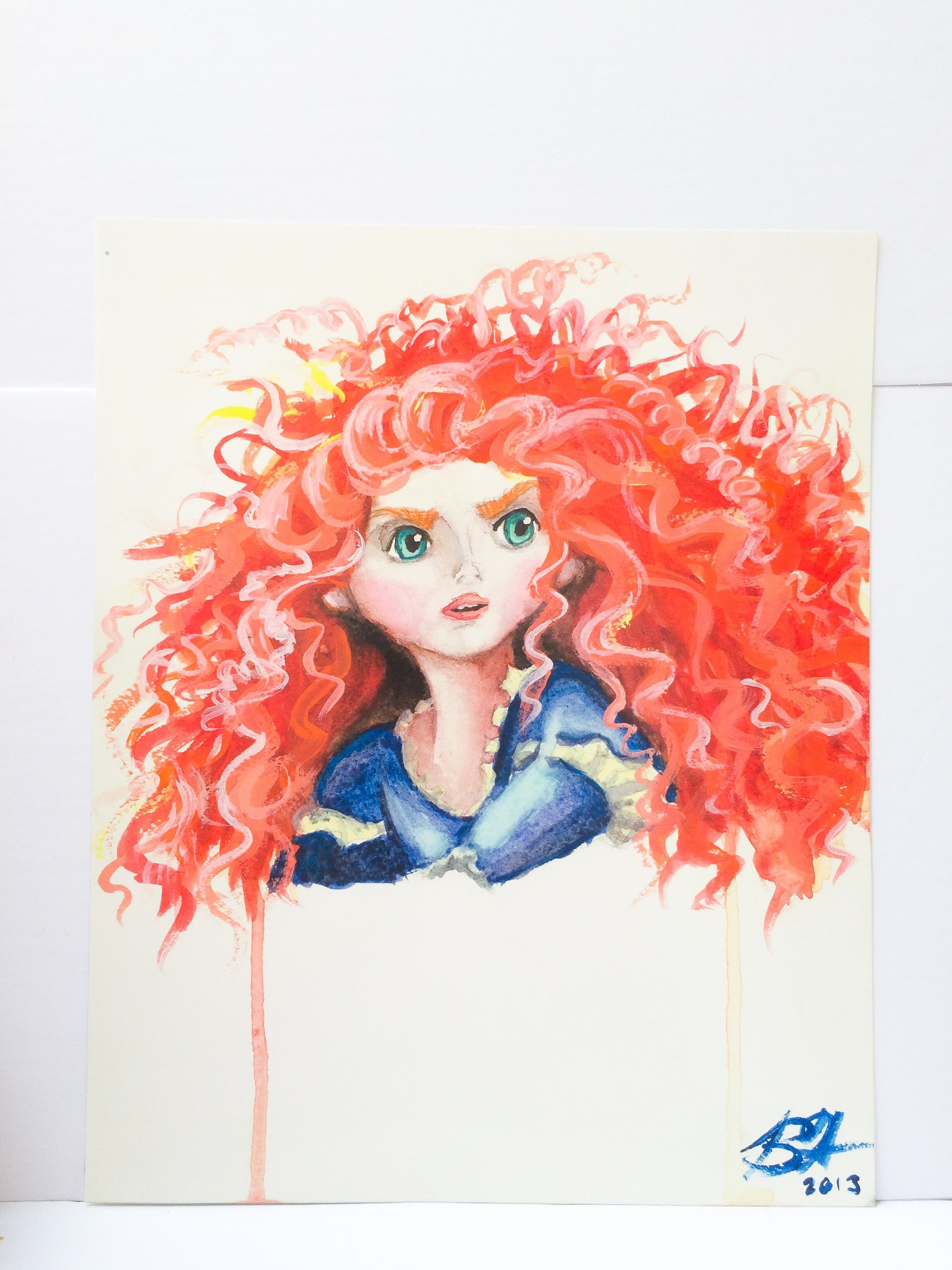 Bright Watercolor Fan Art: Merida From Brave - Etsy