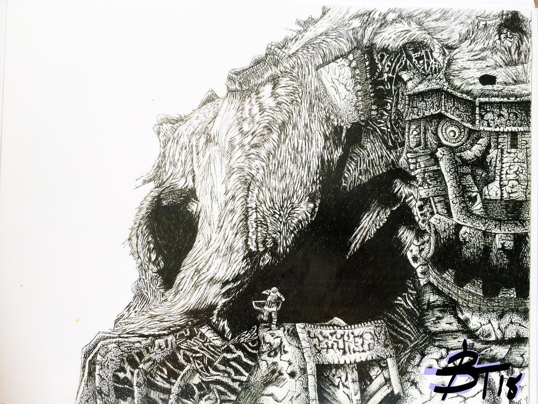 Detailed Ink Artwork: Shadow of the Colossus Fan Art - Etsy