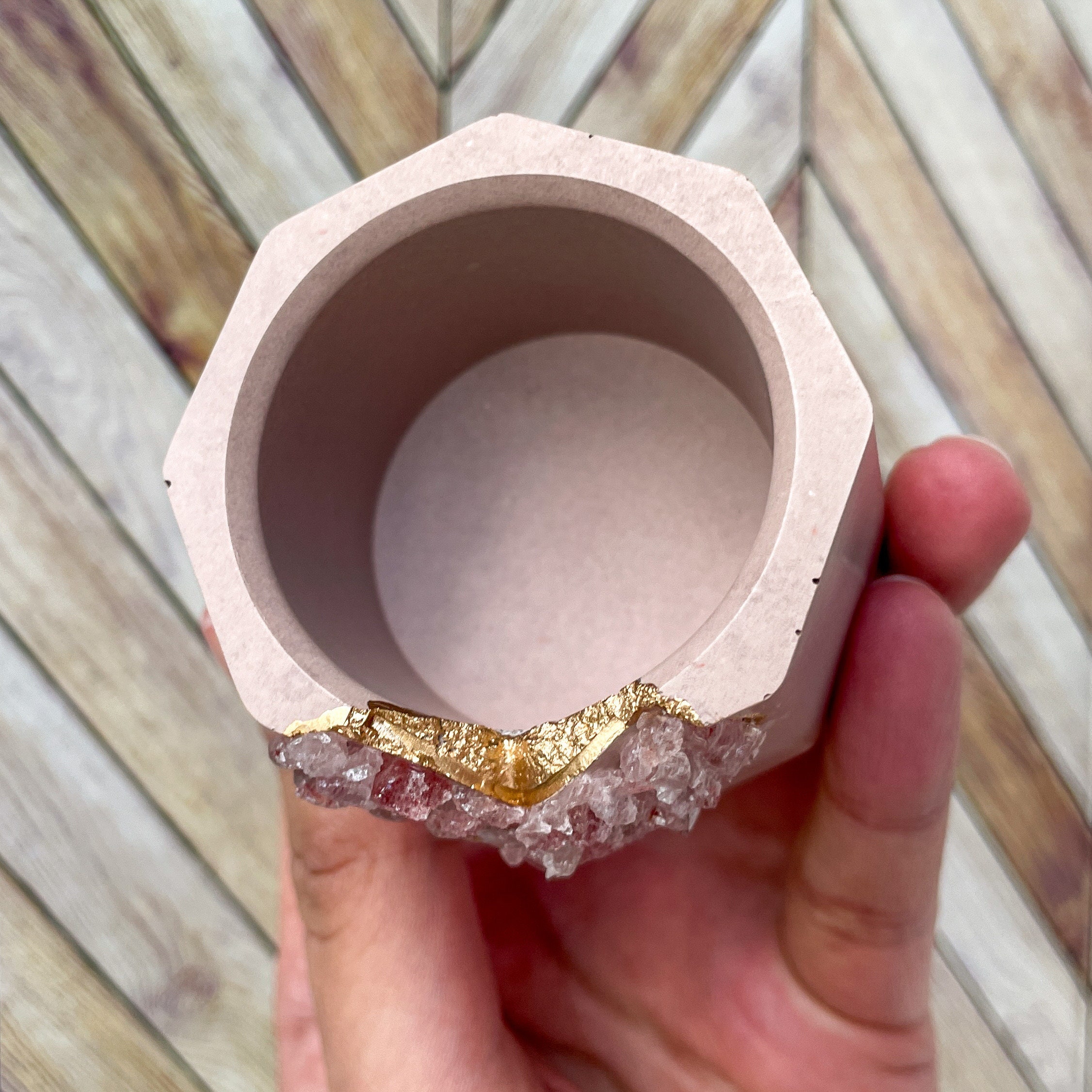 Concrete Pink Plant Pot, Geode Strawberry Quartz Air Plant Holder, Mini ...