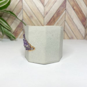 Amethyst Geode Mini Planter, Modern Concrete Plant Pot, Crystal Air ...