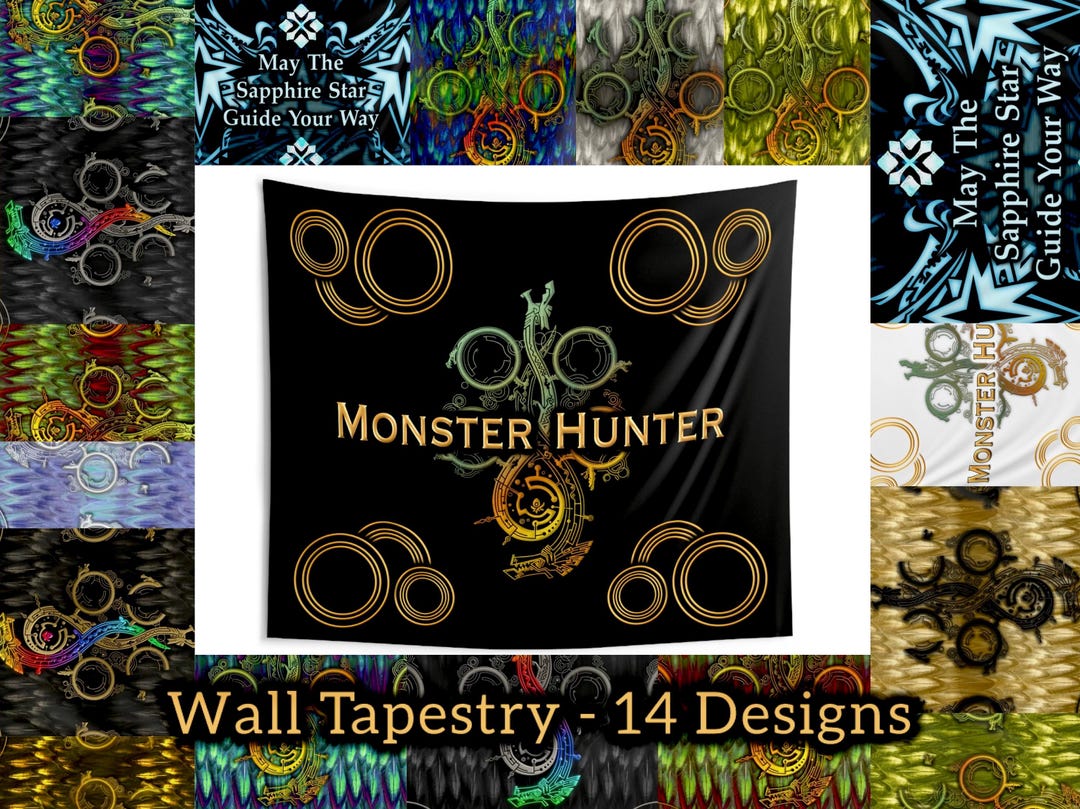 Monster Hunter Wall Tapestry WILDS, Iceborne Quote, Room Decor, MHW ...