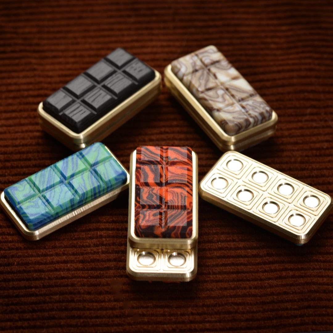 Rectangular Magnetic Fidget Slider With Color Insert in Black Oak Gift ...