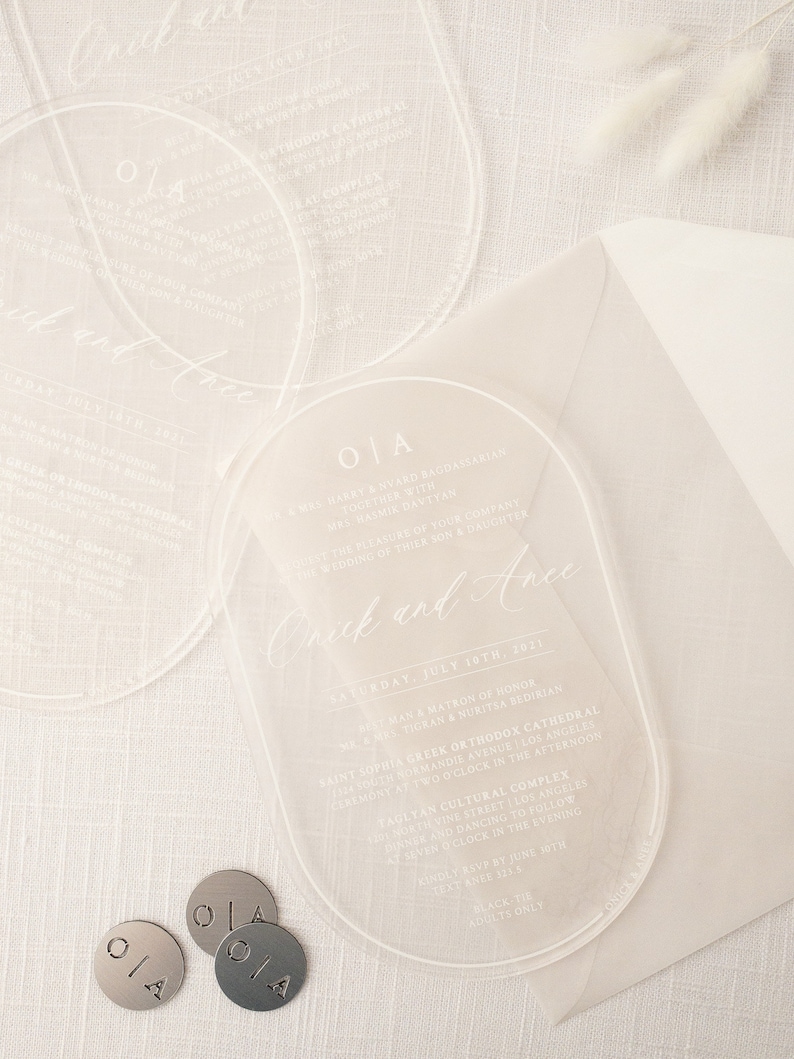 NEW the Oval Collection // Frosted Acrylic Invitations With - Etsy