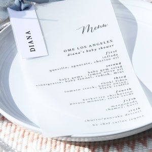 Vellum Paper Menu Cards With Chiffon Ribbon: Wedding Stationery - Etsy UK