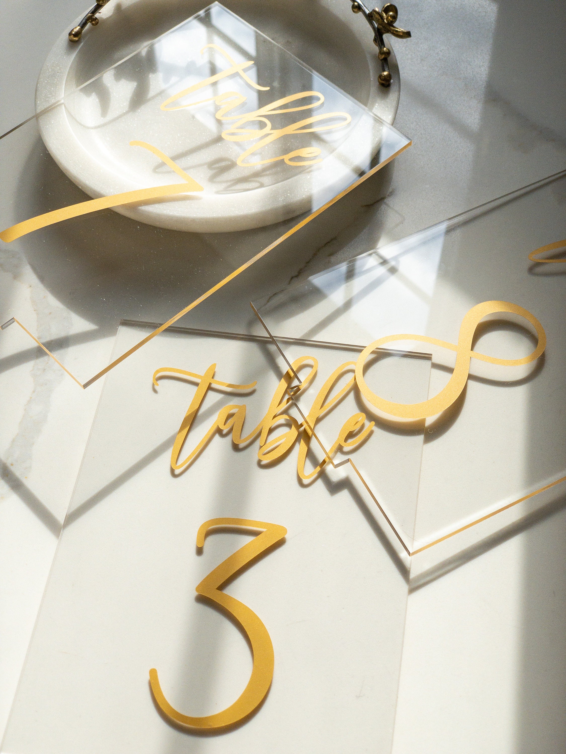 Acrylic Table Number With Clear Acrylic Stand // Style No. 1 - Etsy