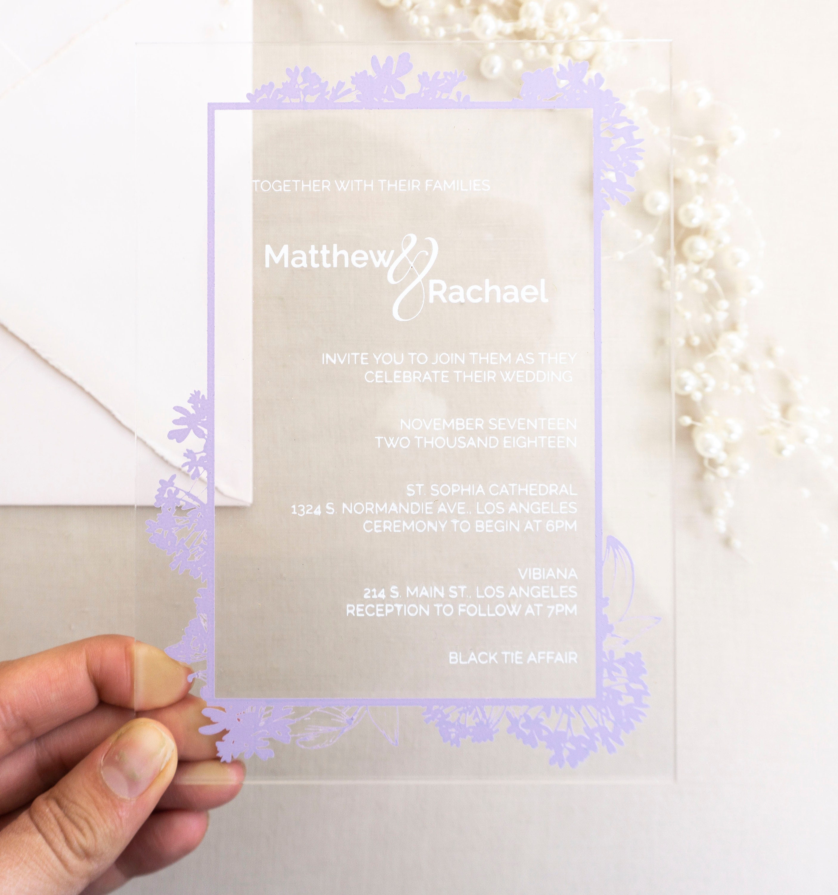 Soft Romantic Luxurious Wedding Invitations Custom Clear Acrylic ...