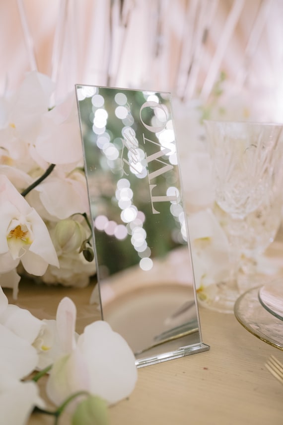 Mirror Acrylic Table Numbers With Mirror Acrylic Stand / - Etsy