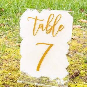 Acrylic Table Numbers With Gold Script & Painted Background ...