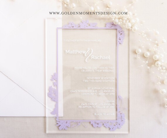 Soft Romantic Luxurious Wedding Invitations Custom Clear Acrylic ...
