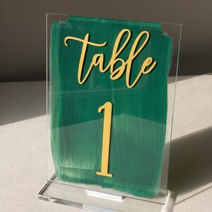 Acrylic Table Numbers With Gold Script & Painted Background ...