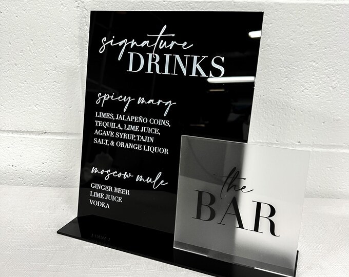 Personalized Acrylic Bar Menu Sign, Drink Menu Signage for Event, Table ...