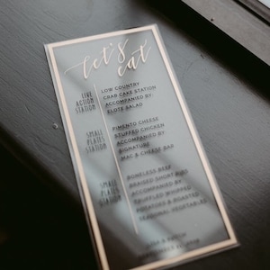 Acrylic Menu Cards / Luxury Wedding Details / Lucite, Clear Menus ...