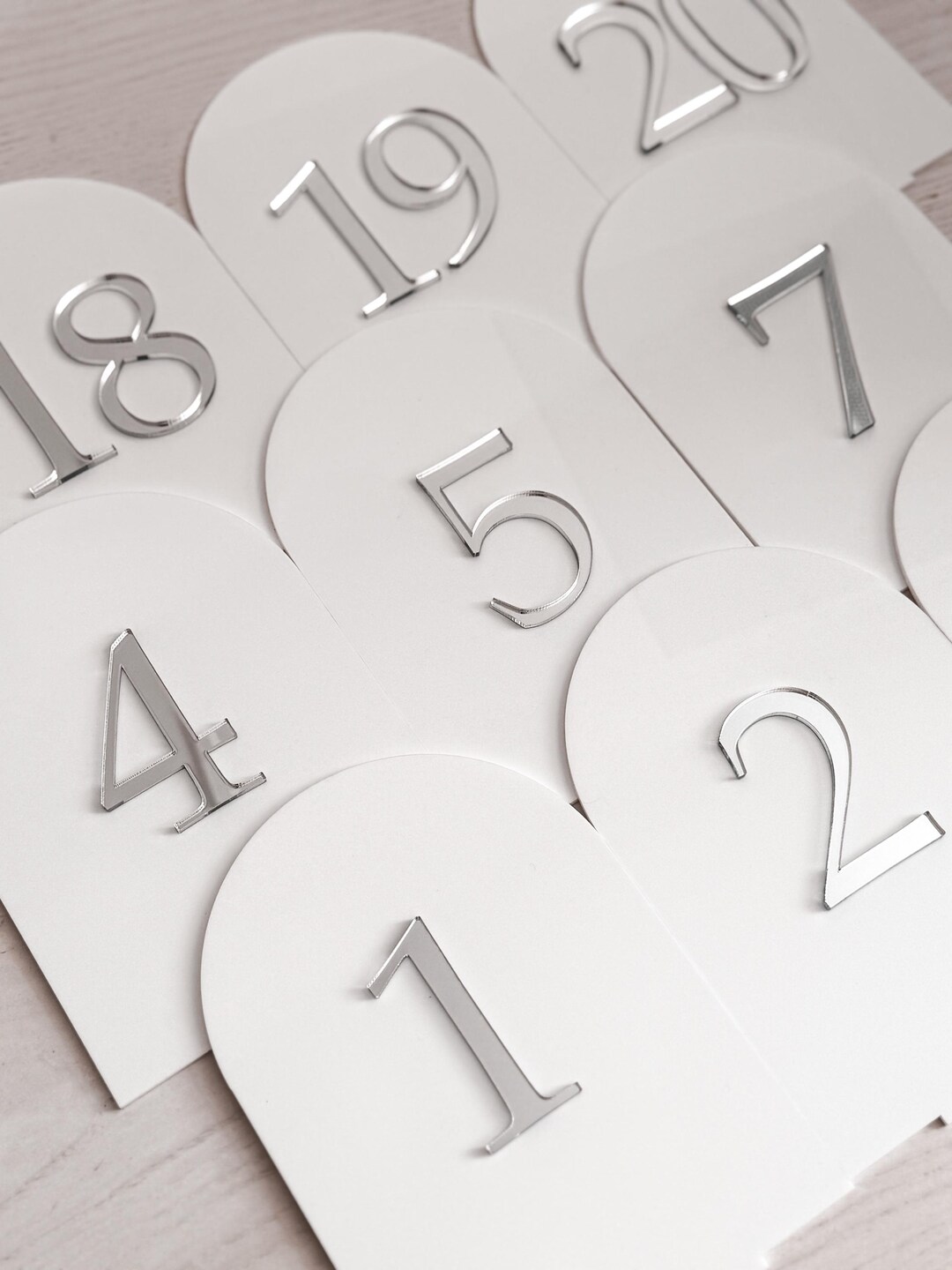 Acrylic Table Numbers | Arch Shape Sign With 3D Acrylic Mirror Digits ...