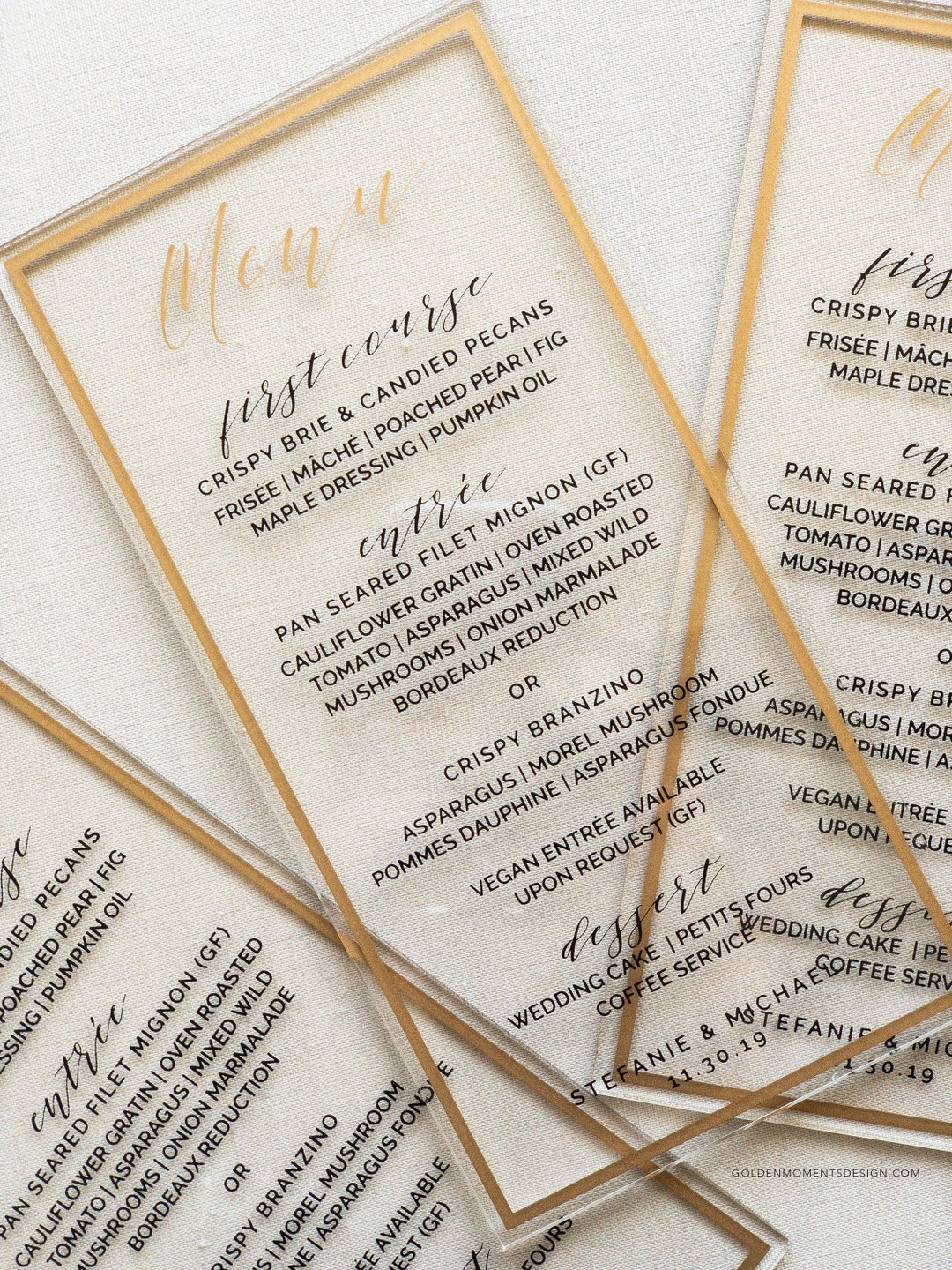 Acrylic Menu Cards / Luxury Wedding Details / Lucite, Clear Menus ...