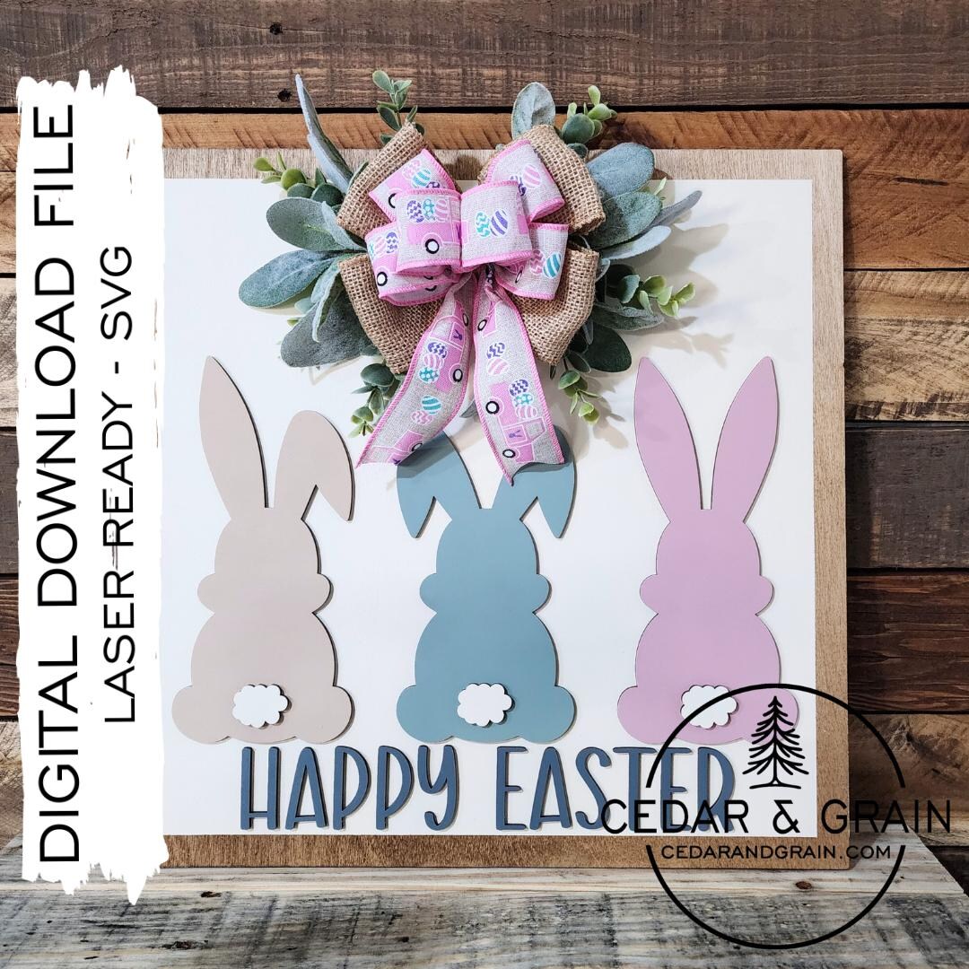 Happy Easter Bunnies SVG - Digital File ONLY - Laser Cut File - Easter ...