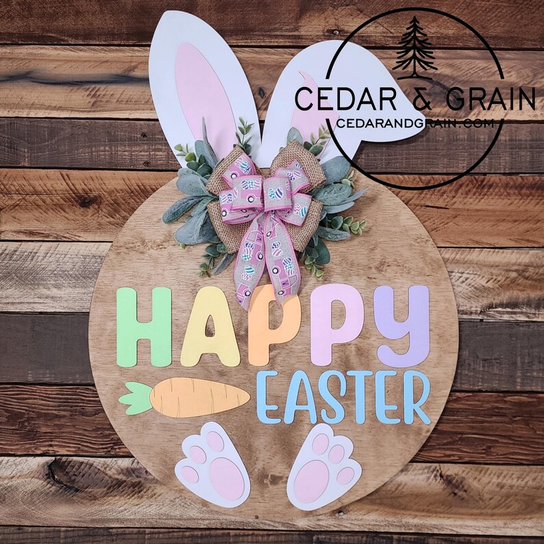 Happy Easter Bunny Door Hanger | Easter Door Decor | Easter Home Decor ...