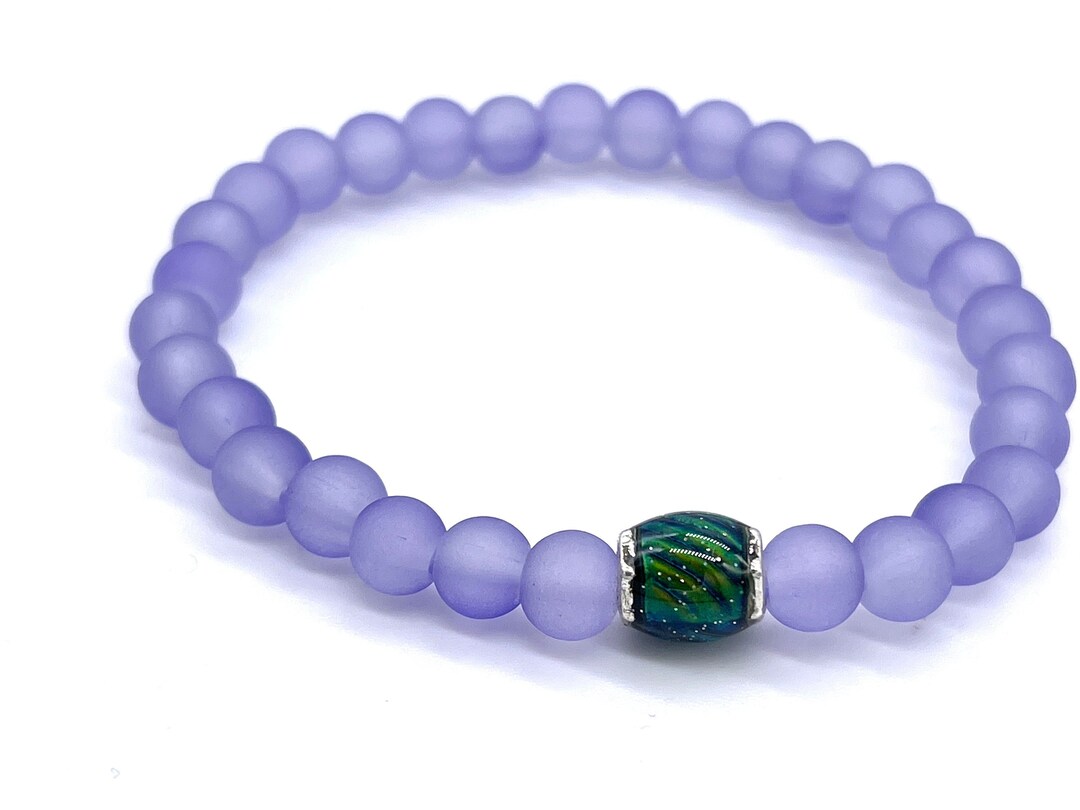 Mood Bracelet Color Changing 6mm Frosted Glass 7 Inch Stretch USA ...