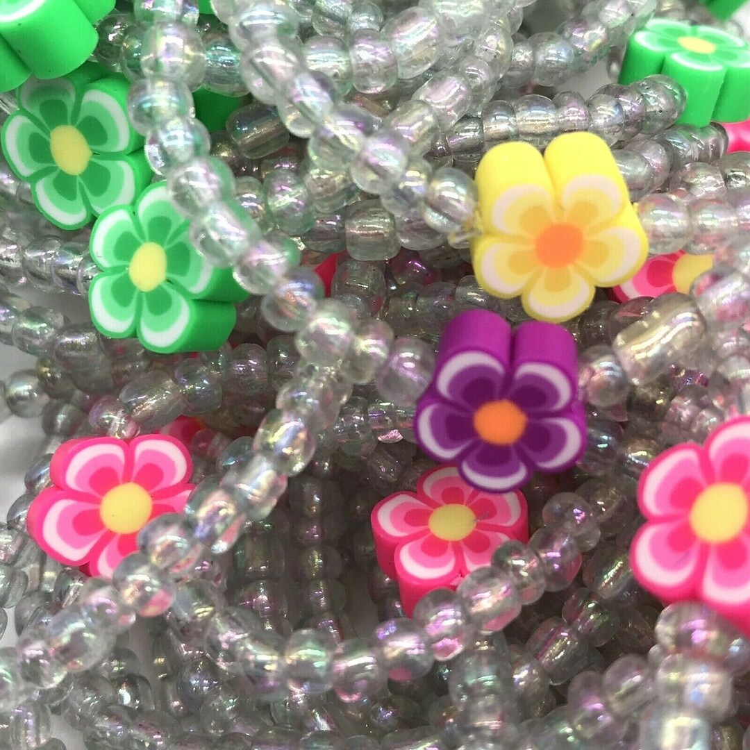 Flower Seed Bead Stretch Bracelets - Bulk Lot of 100 - Transparent ...