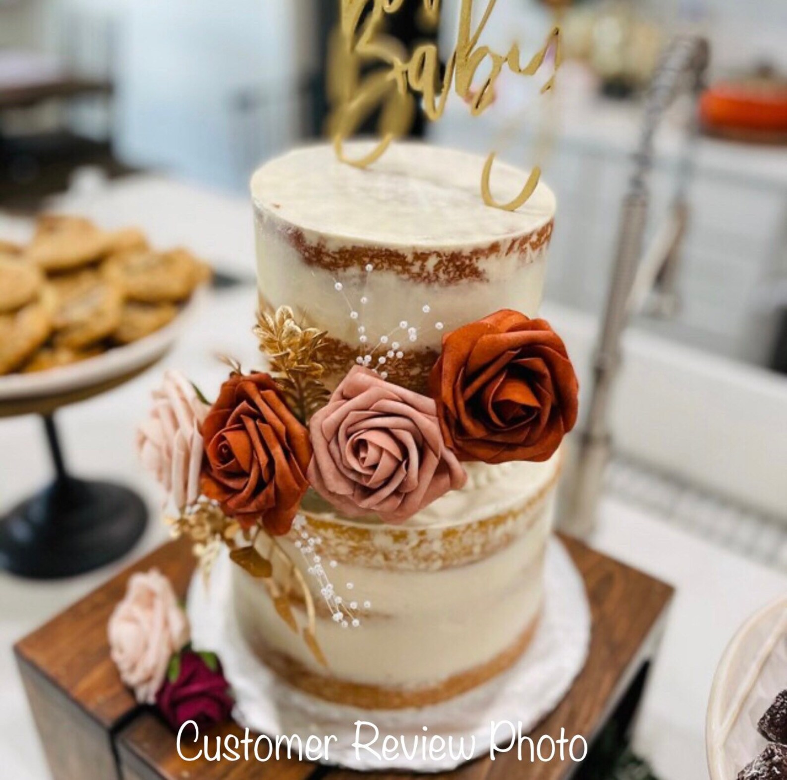 Wedding Cake Terra-cotta Floral Decor With Gold Accents and - Etsy