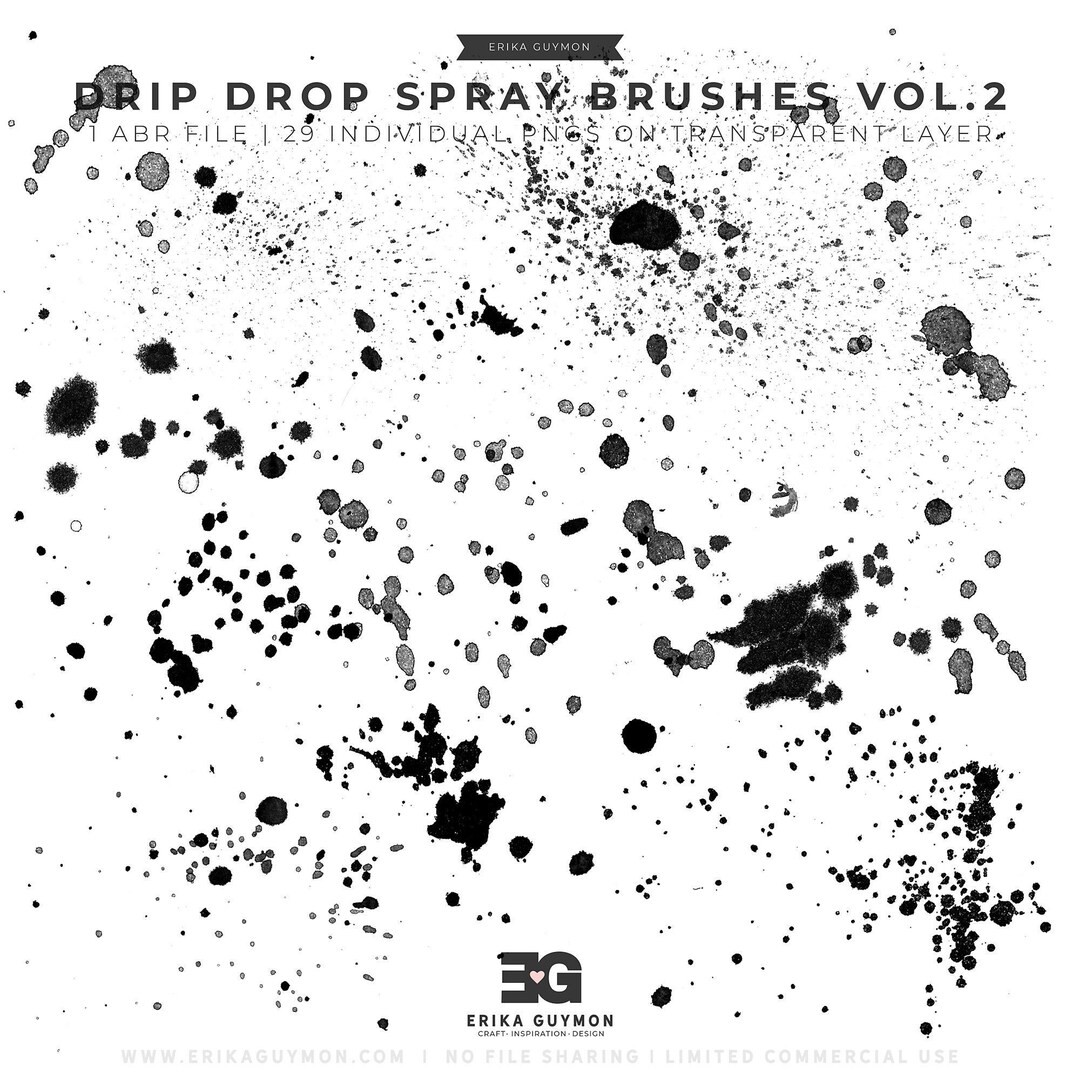 Photoshop Drip Drop Splatter Brushes Vol2 | Photoshop Splatter Brushes ...