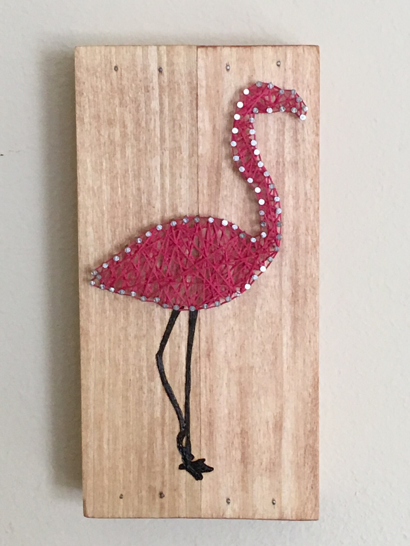 Flamingo String Art With Wood Burn - Etsy