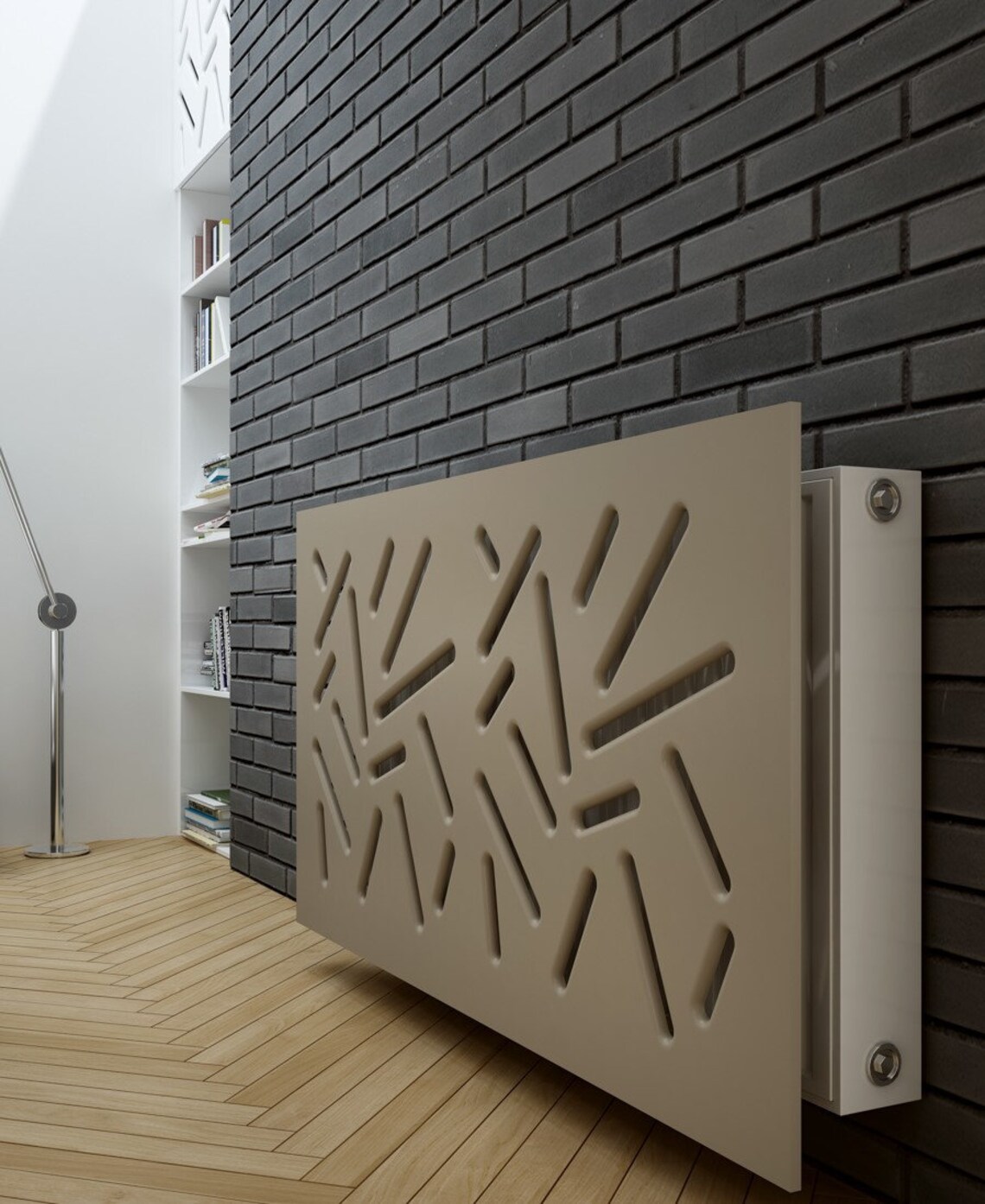 Modern Clip-on Radiator Heater Cover With Trendy STICKS Design SATIN ...