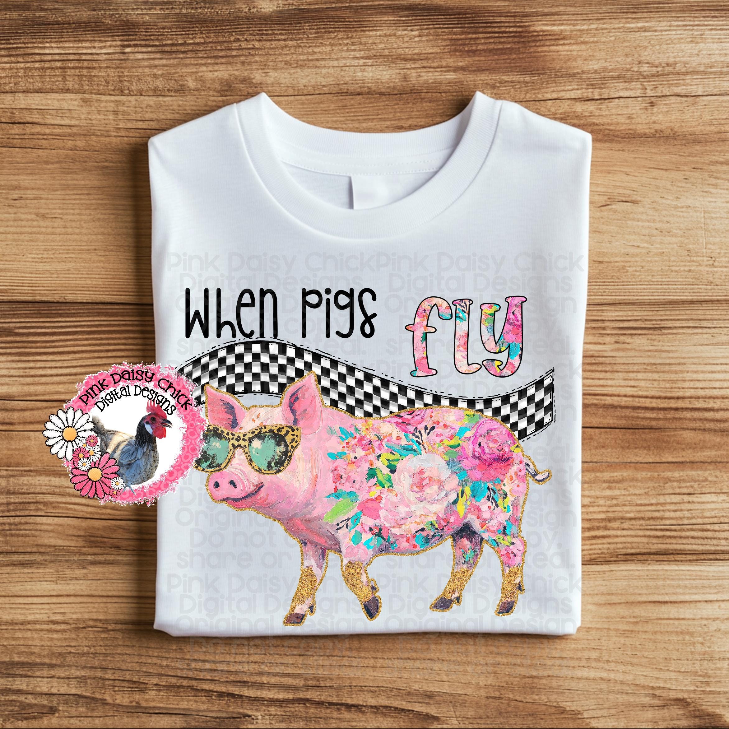 Digital PNG, When Pigs Fly, Flying Pig, Pig With Sunglasses, Fancy Pig ...