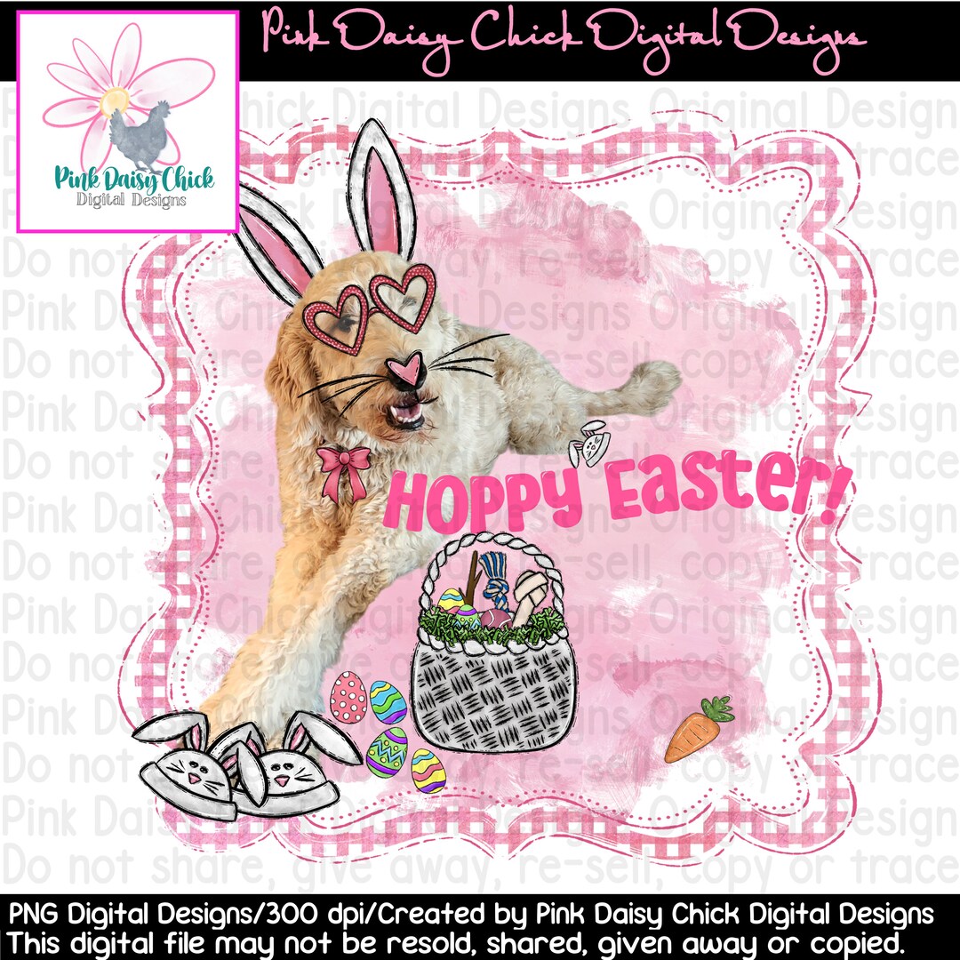Digital PNG / Hoppy Easter / Goldendoodle / Easter / Bunny Ears ...