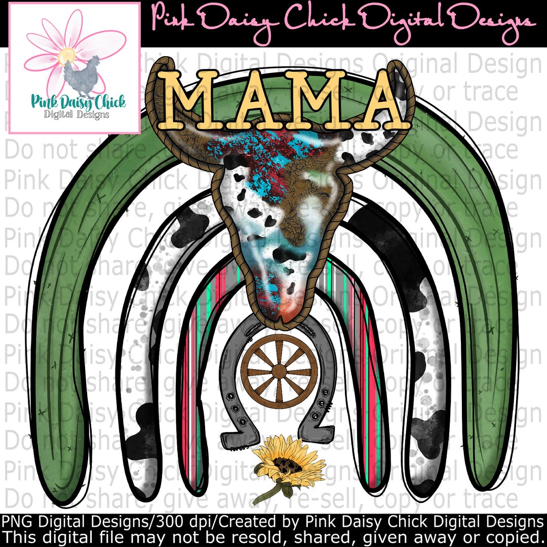 Western Mom Png, Mama Png, Mom Png, Cow Skull, Western Rainbow Png ...