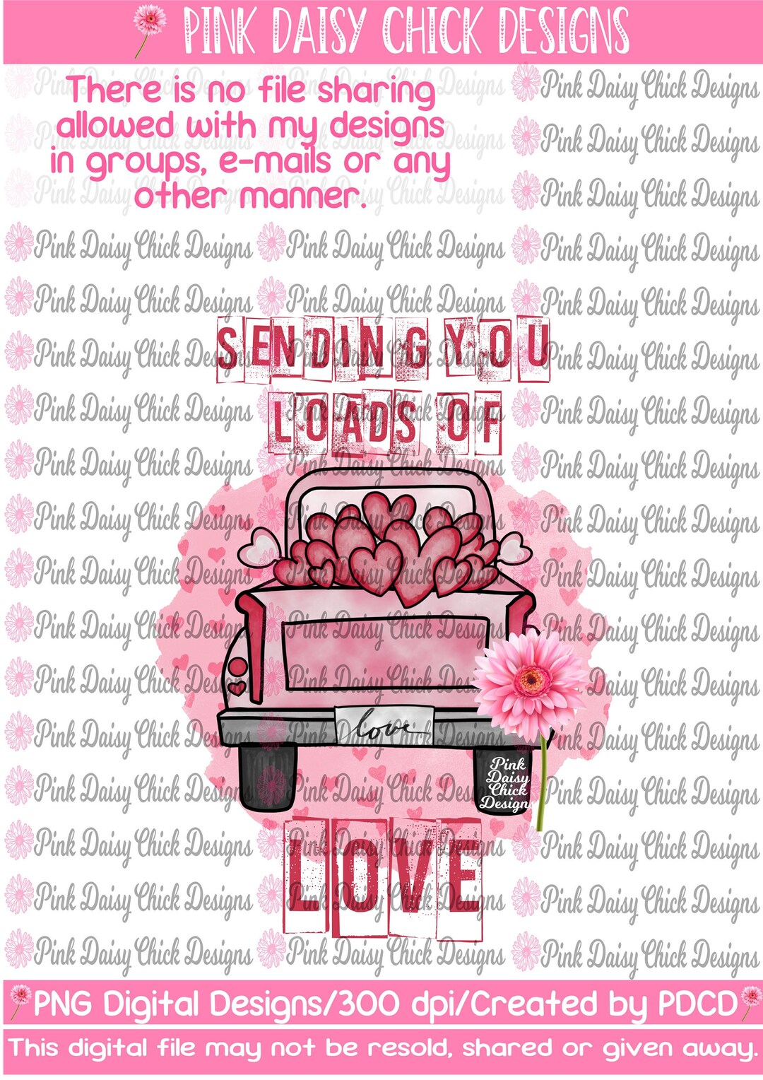 Digital Png/sending You Loads of Love/valentine's Day/hearts/love/truck ...