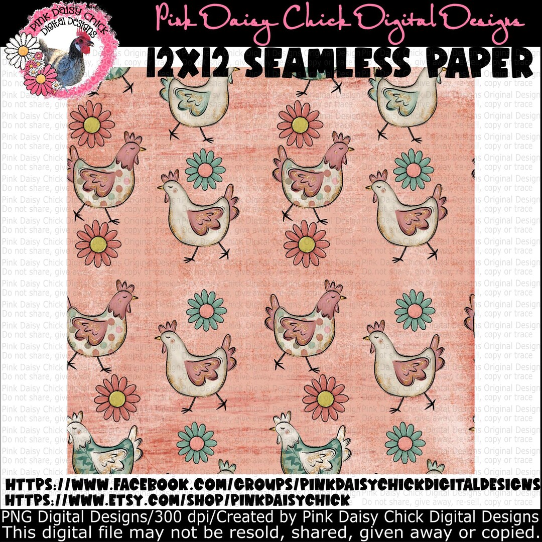 Digital PNG, Digital Paper, Digital Pattern, Chicken Seamless Paper ...