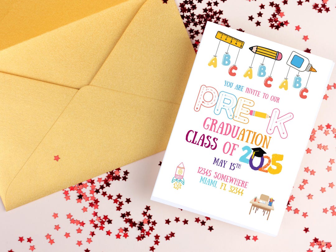 Editable Pre-k Graduation Invitation, Prek Announcement Invite, Pre-k ...
